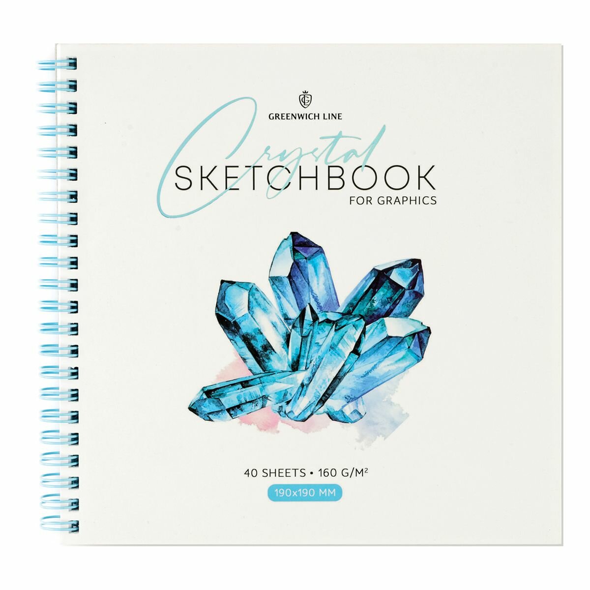 4 шт. Скетчбук для графики и эскизов 40л, 190*190 Greenwich Line "Crystal. Arctic Stone", на гребне, 160г/м2
