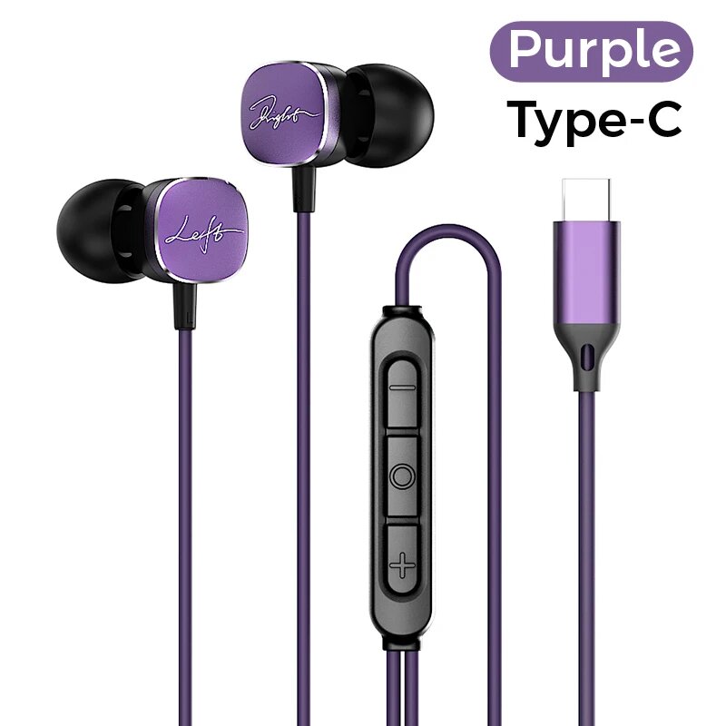 Game Falcon проводные наушники Hi-Fi металлические для iPhone 16 Purple Type C