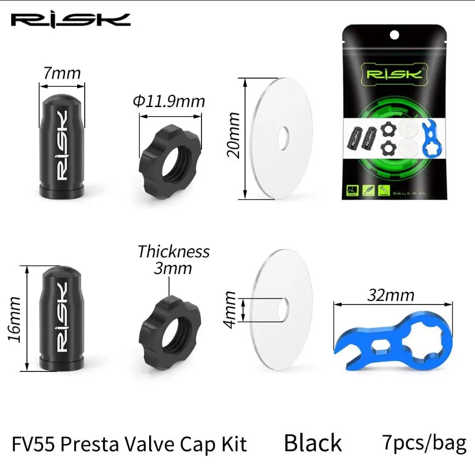 RISK FV55 Преста Крышки клапанов, 7шт, черный