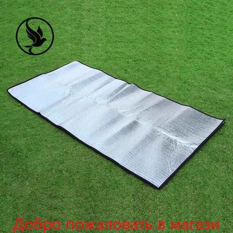 Дно палатки представляет собой двухстороннюю водонепроницаемую подкладку из алюминиевой формы размером 100*200 см с тканевым чехлом, подходит для кемпинга, пляжа и пикников.