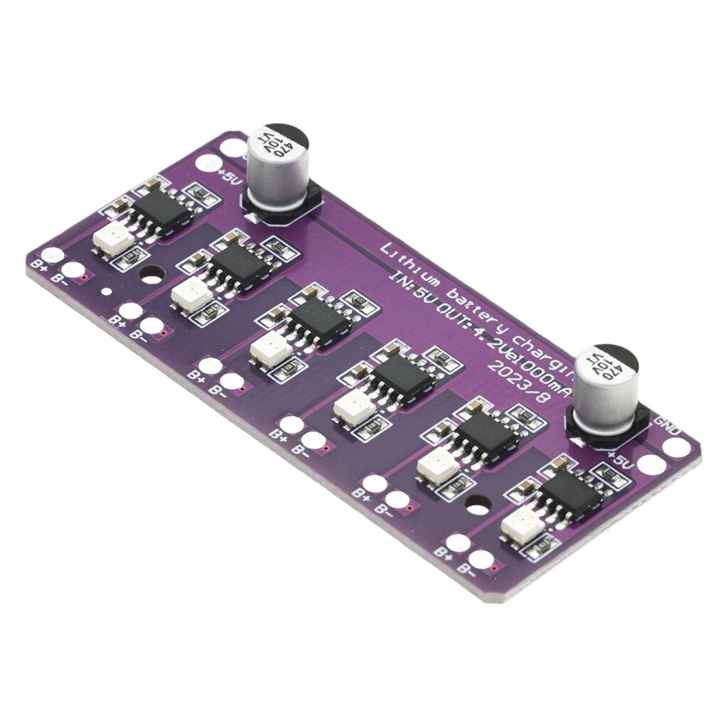 Интеллектуальный модуль зарядки литиевых аккумуляторов емкостью 18650 Мач, 6 независимых светодиодных индикаторов для литиевых аккумуляторов емкостью 4,2 В и 3,7 В