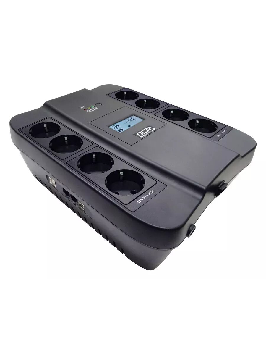 ИБП Powercom Spider SPD-1100U LCD USB 1100VA/605W, Schuko, USB, черная