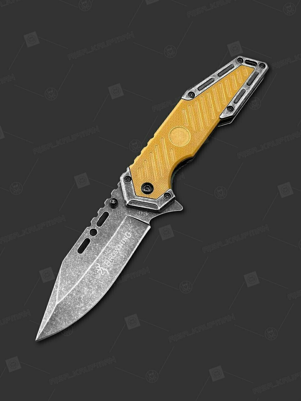 Складной нож Browning, рукоять пластик, сталь 5Cr15MoV, edc, бежевый