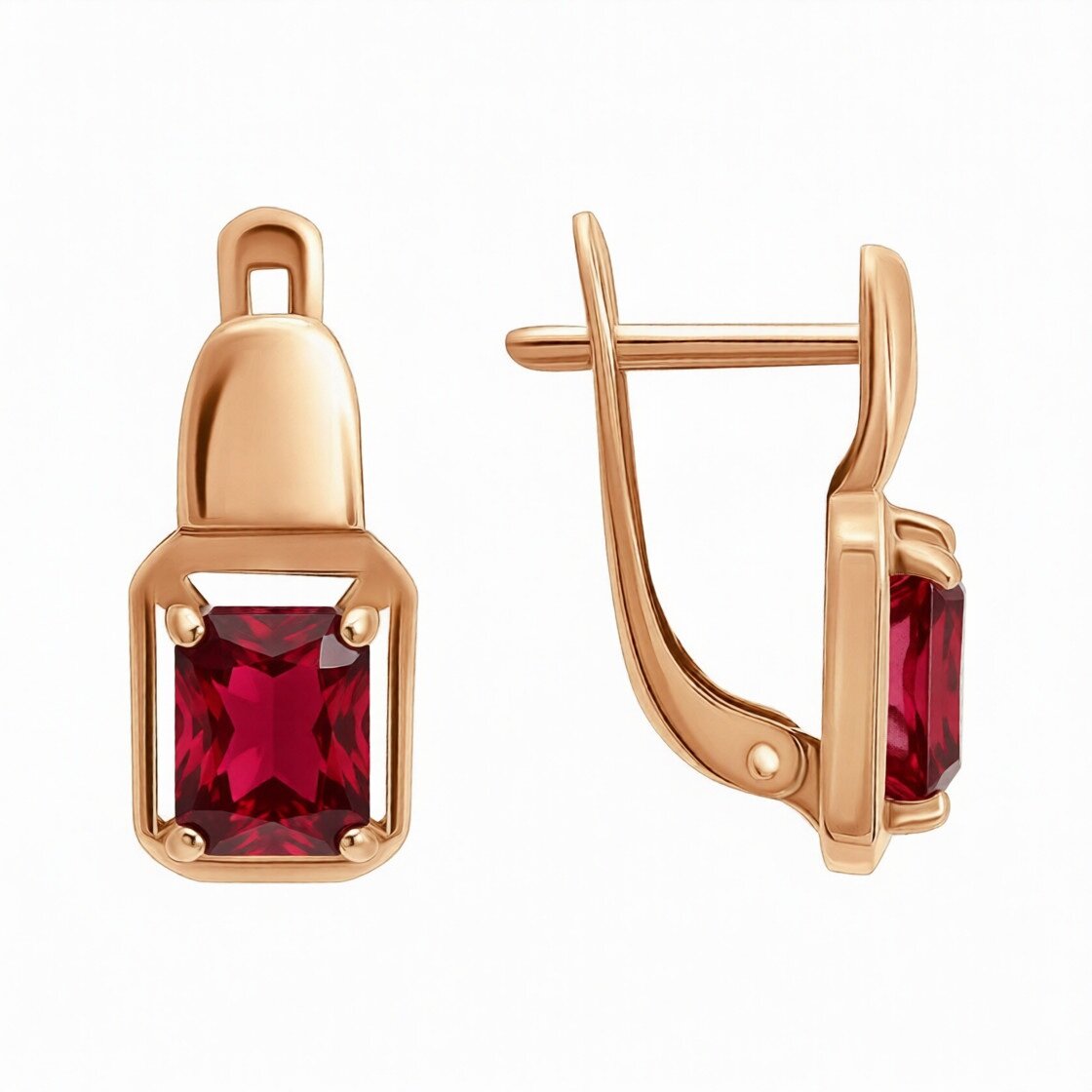 Серьги, золото, 585 проба, гранат