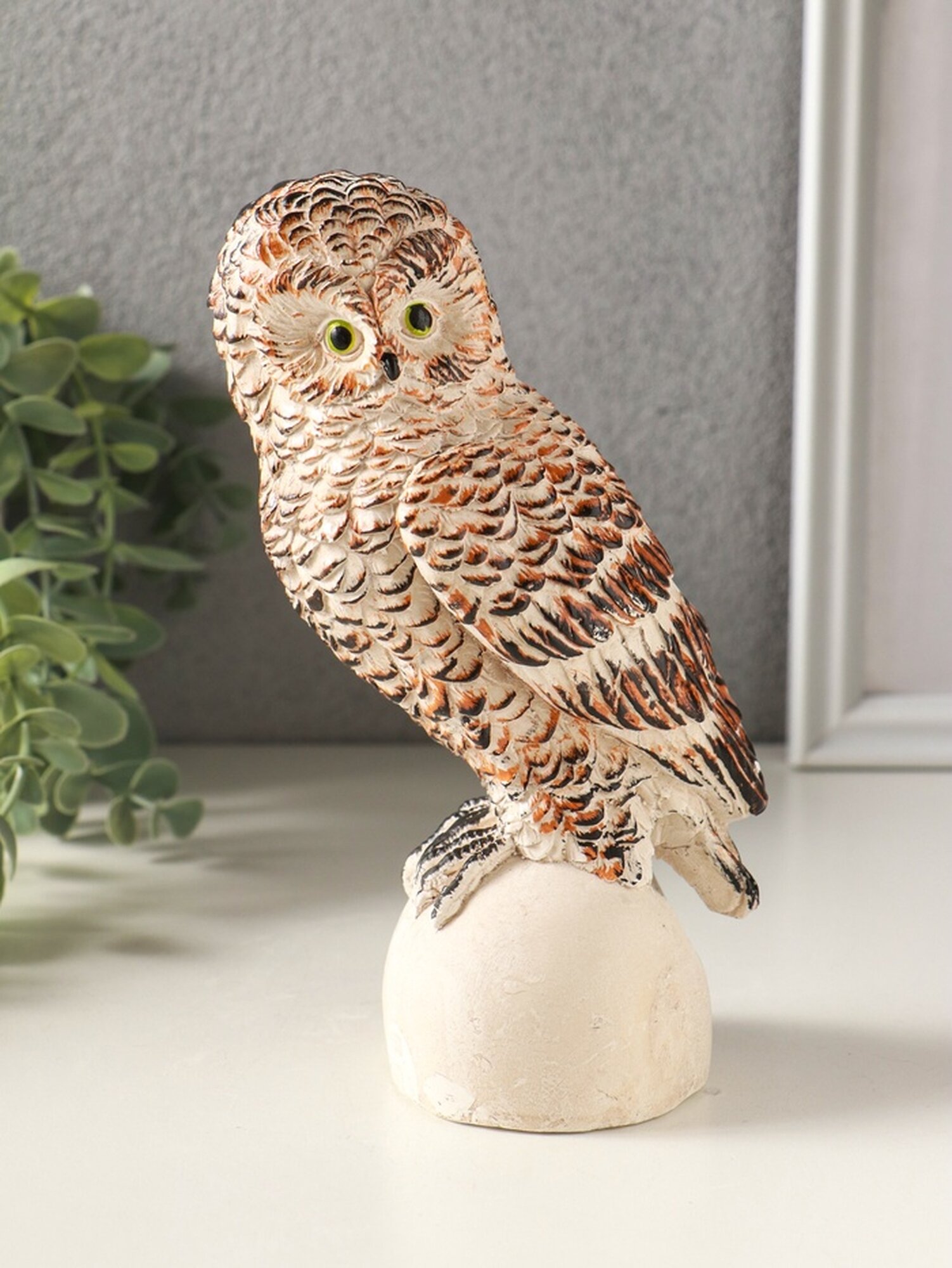 Статуэтка Сима-ленд "Сова на камне", гипс, 18x10 см, цвет мультиколор