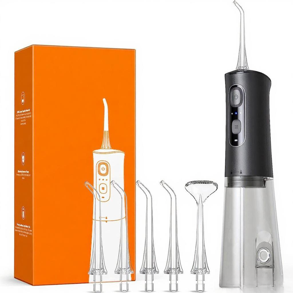 Беспроводной ирригатор для полости рта Water Dental Flosser IPX7 водонепроницаемый USB заряжаемый зубной очиститель Water Dental Picks 3 режима 6 насадок для чистки зубов Black Pink Light Blue 300ml 30-100PSI 3.7V 1400mAh 4 часа Type-C DC 5V 1A ABS