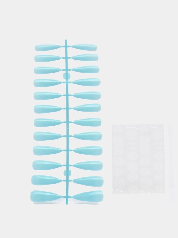 Накладные ногти длинные острые, типсы стилеты, глянцевые, с клеевыми наклейками