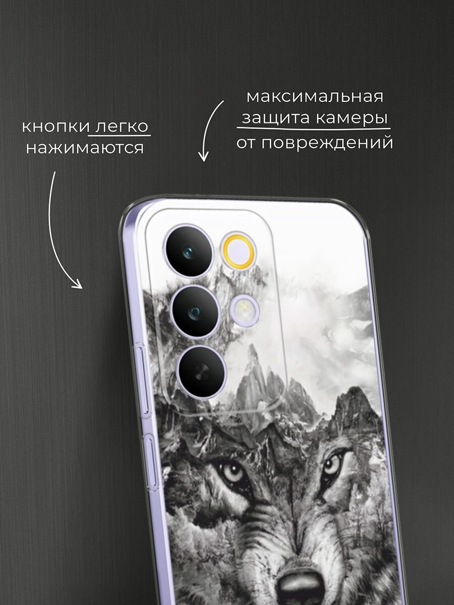 Силиконовый чехол на Realme C85 / Реалми C85 с принтом Волк в горах — фото 1