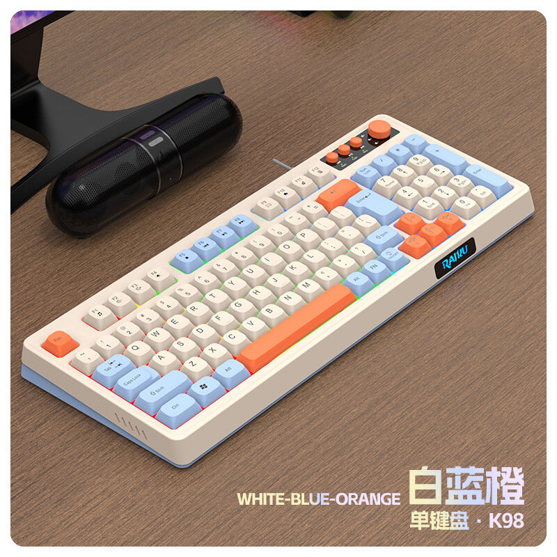 Набор клавиатуры и мыши RAIKU K98/T98 для игр, трехцветная проводная подсветка, настольная клавиатура