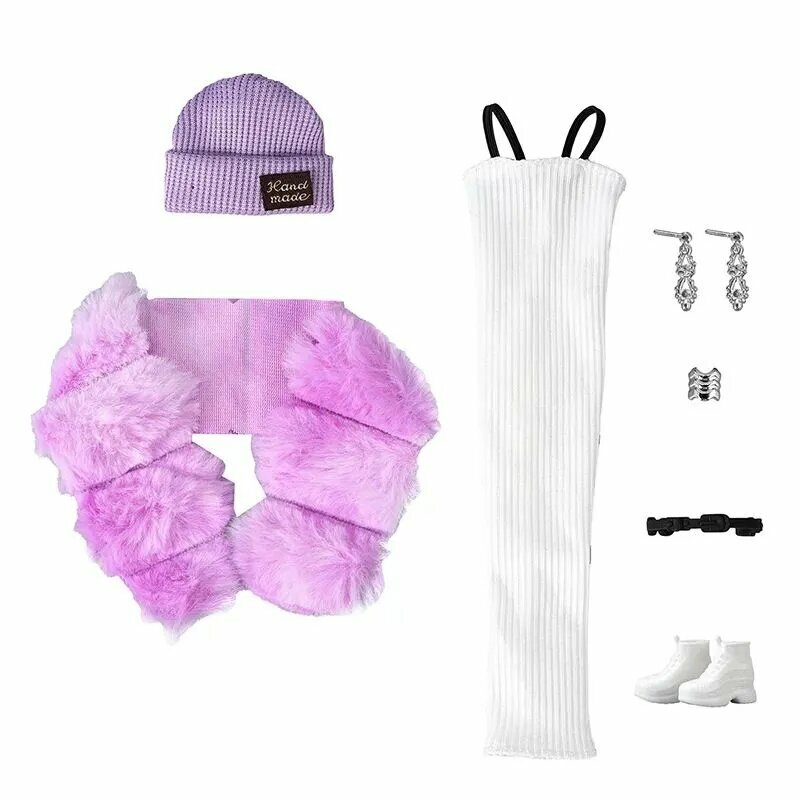 Фиолетовая меховая шаль Комплект одежды для куклы Барби