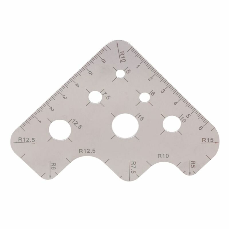 (1 шт.) Угольник для резки кожи с разметкой, радиусомер, нержавеющая сталь, инструмент для разметки дуг