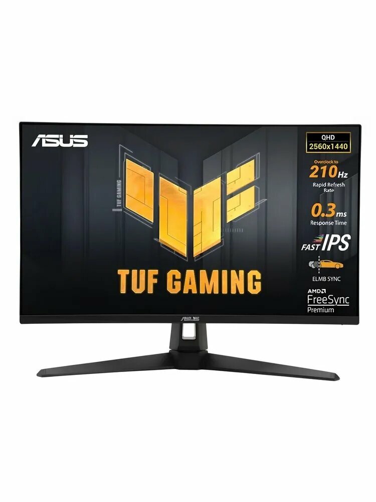 ASUS 27" Монитор TUF GAMING VG-27AQ5A/Встроенный динамик/210Hz/2K/1ms(GTG), 0.3ms min/Fast IPS/HDR10, черный матовый