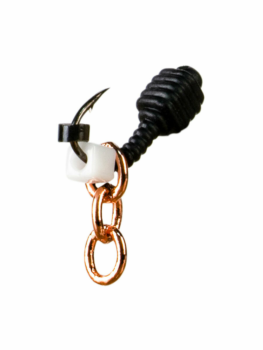 Мормышка безнасадочная (безмотылка) для летней и зимней рыбалки Личинка Куб "Левша-НН", 0,3 г, кубик белый цепочка Кандалы, крючок №2, чёрный / 3 шт.