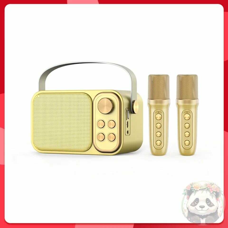 YS105 популярный комплект для караоке с беспроводной Bluetooth технологией, включает в себя два микрофона и динамики в одном устройстве.