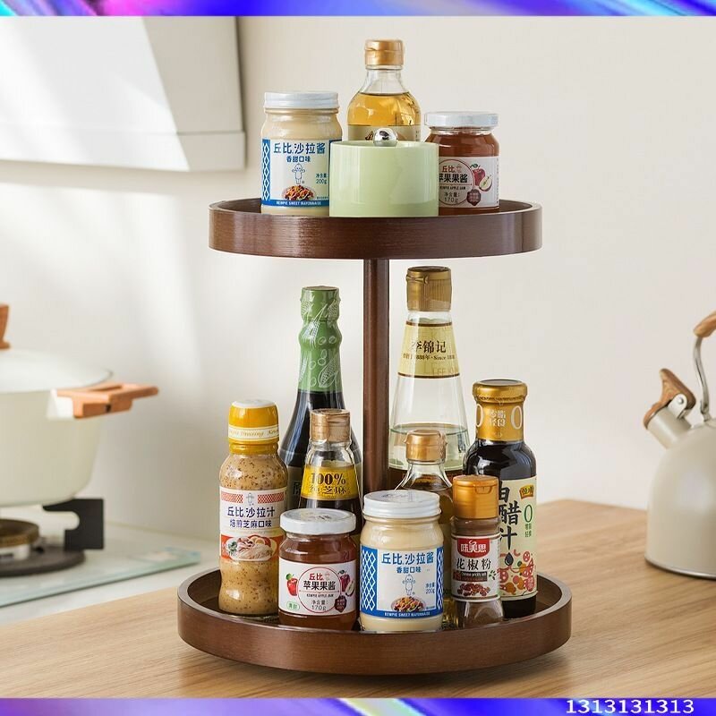 Вращающаяся эксклюзивная полка деревянная двухъярусная 30 34 см