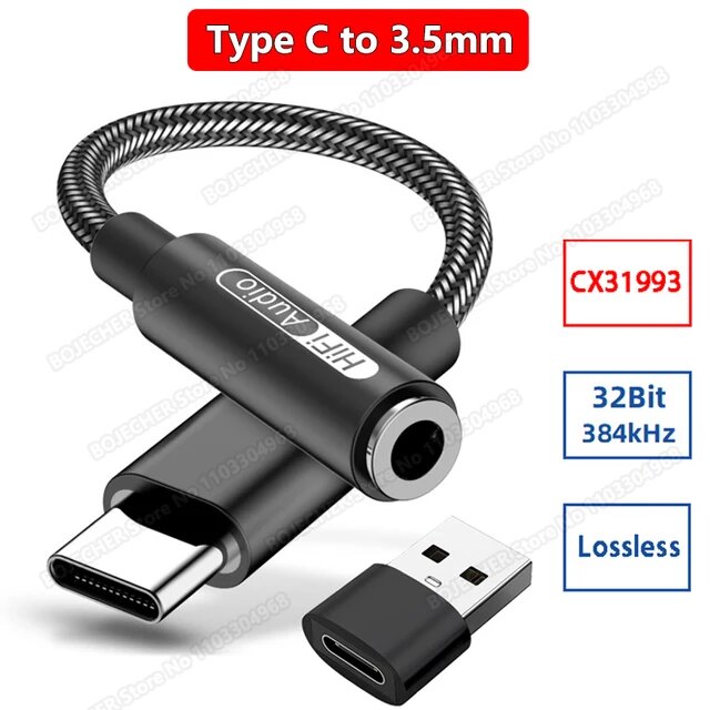Адаптер USB Type-C на 3,5 мм для наушников ALC5686 CX31993 HiFi ЦАП, кабель AUX USB C на 3,5 мм для наушников, совместимый с Xiaomi и Huawei.