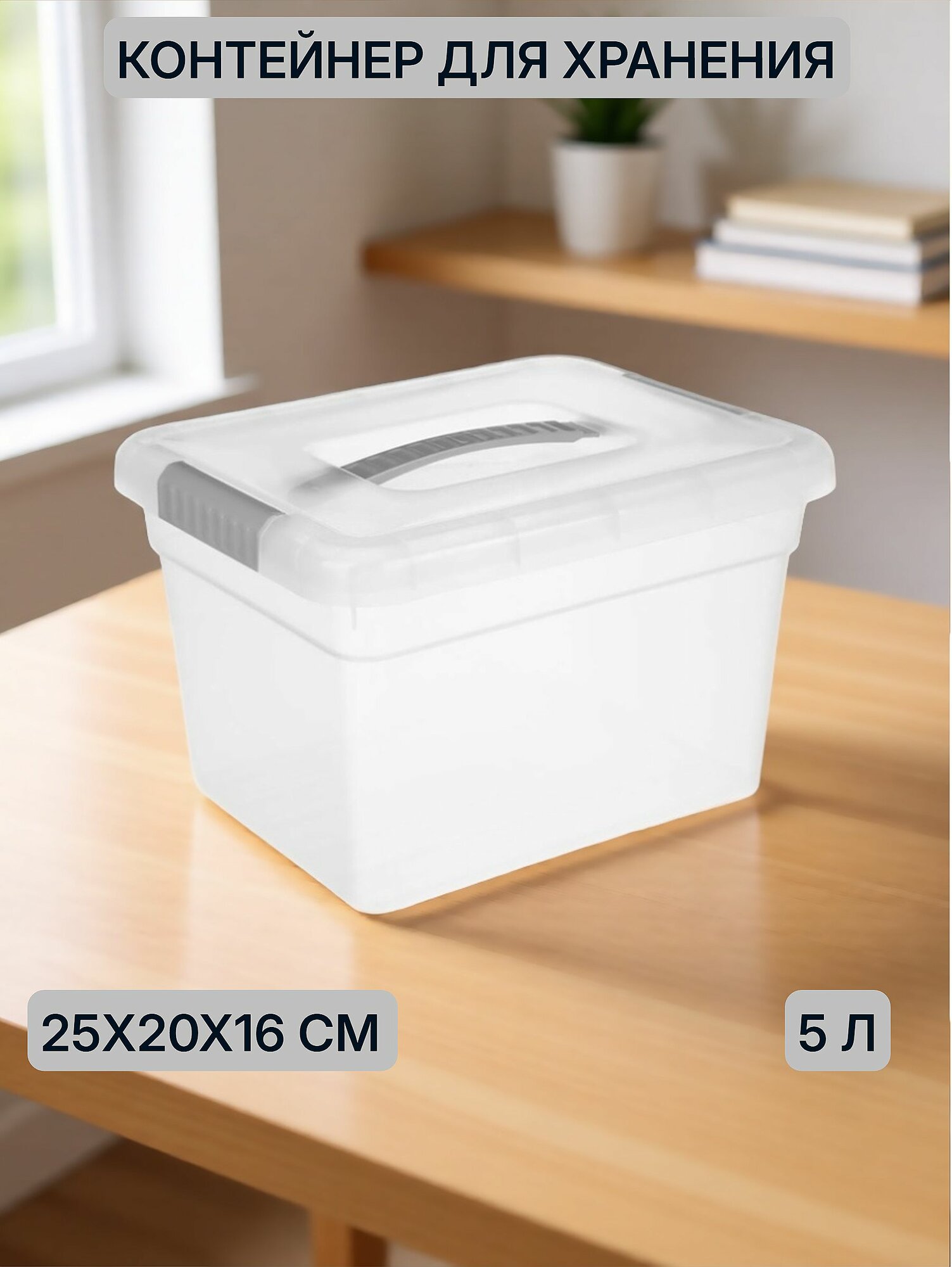 Контейнер для хранения на защелках с ручкой FunBox, 25х20х16см, 5л