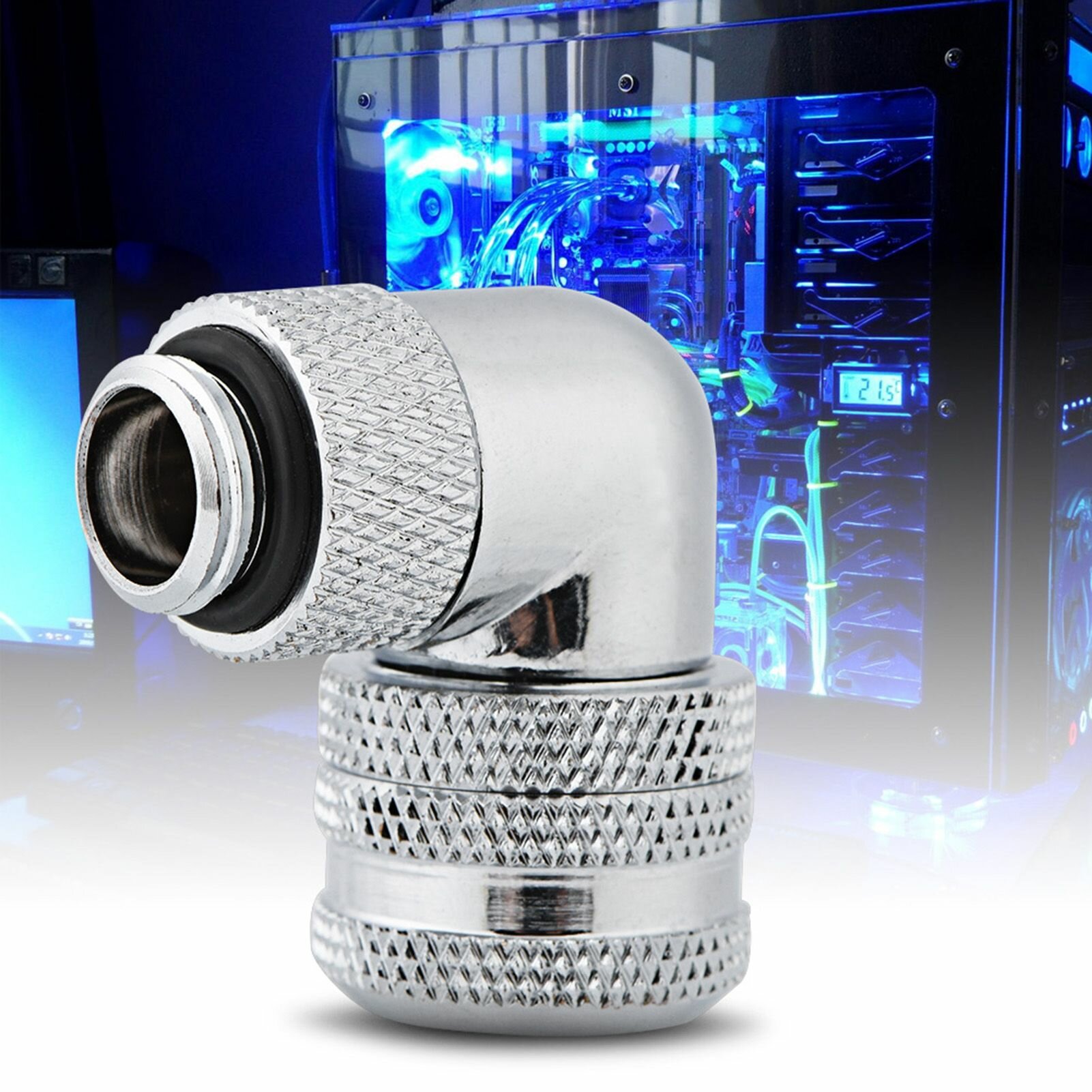 Двухоборотный угловой фитинг G1/4" 90 для труб 14 мм (белый)