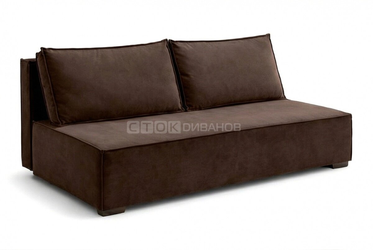 Диван Сток Диванов Лофт-мини, коричневый велюр, 203 см, механизм еврокнижка