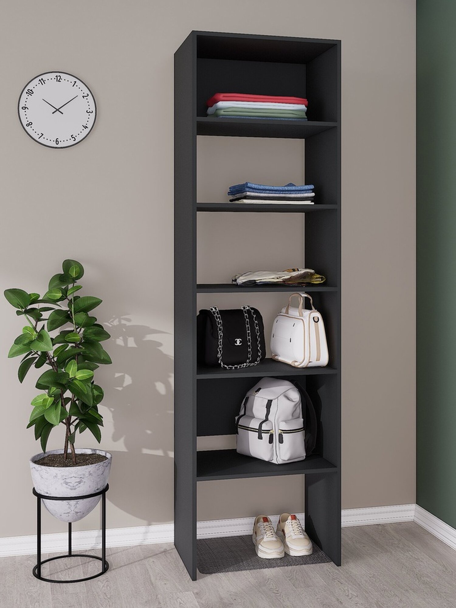 Стеллаж модульной гардеробной системы «Модус», 2090×600×420 мм, цвет графит