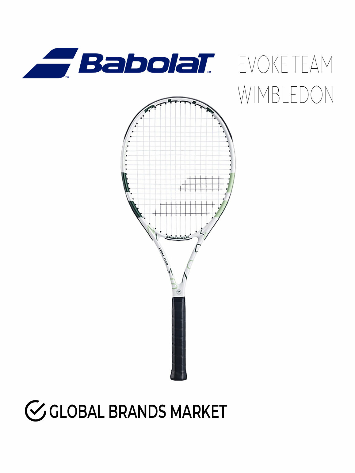 Теннисная ракетка Babolat Evoke Team Wimbledon (2025) 121260, ручка: 2, 270 гр
