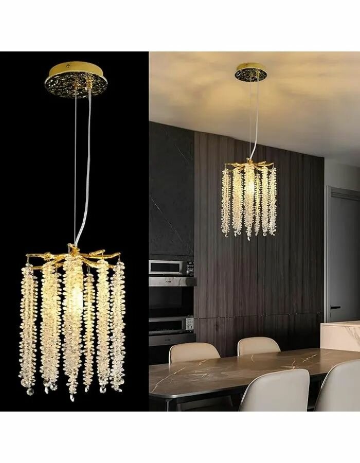 Люстра Xрустальная/люстра хрустальная потолочная Karina B033-1 Золотой светильник Регулируемый Диаметр210mm G9 Лампа