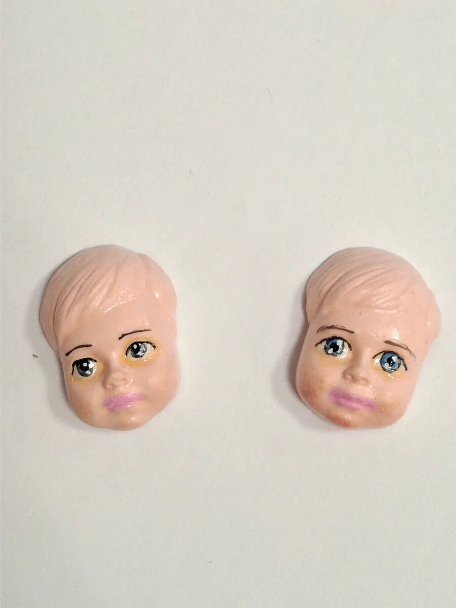 Набор раскрашенных лиц 2 шт для ватных игрушек