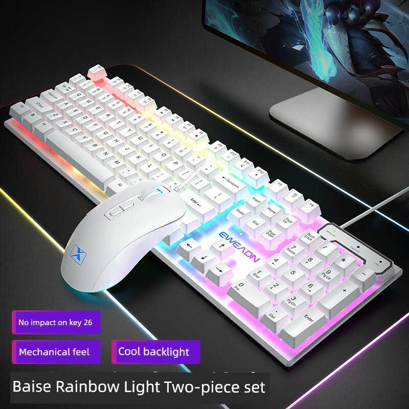 Механическая клавиатура и мышь Forerunner GX30 с коричневыми переключателями, проводные, для настольных компьютеров,