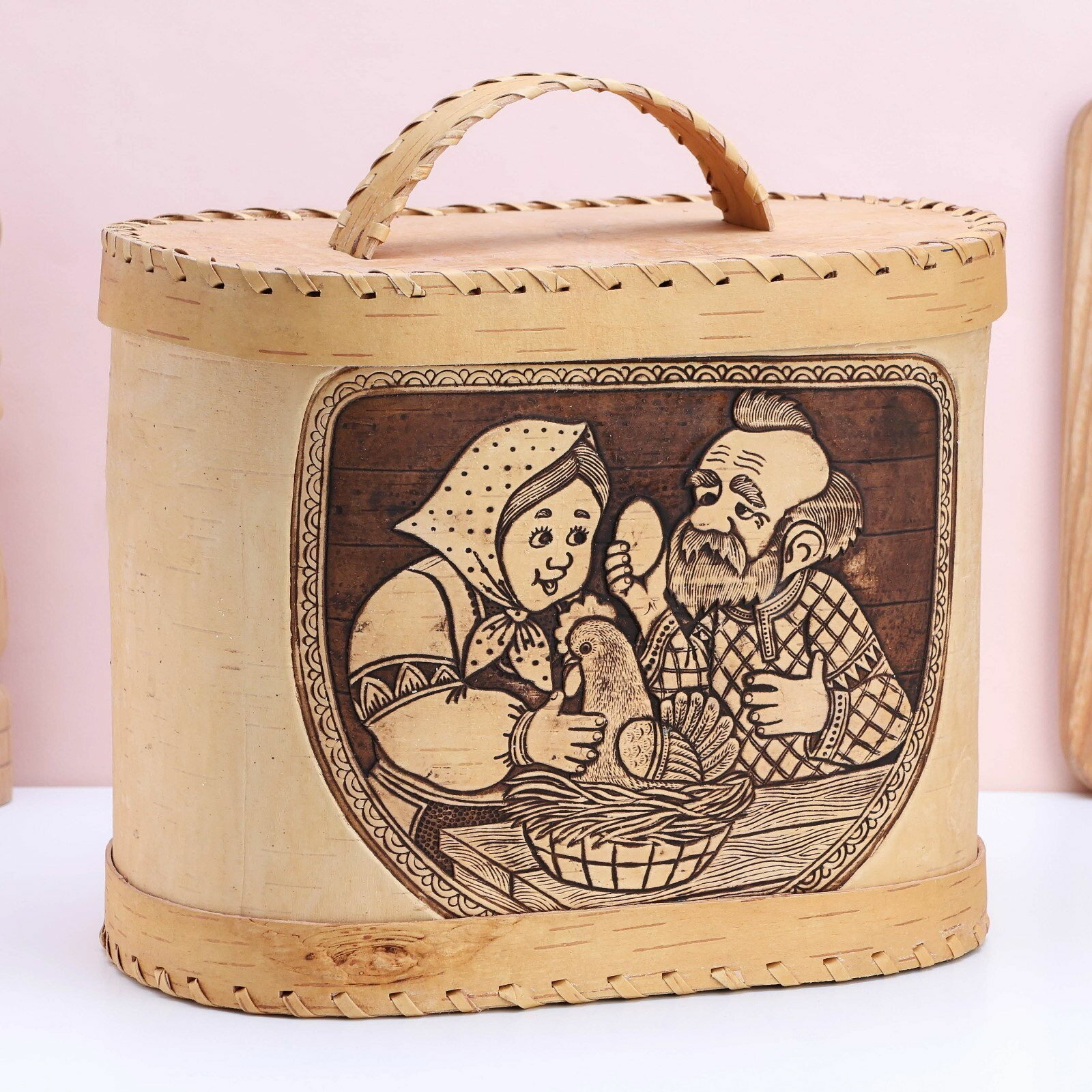 Хлебница с крышкой на 2 булки, 24x16x20 см, форма: полуовал, цвет: коричневый