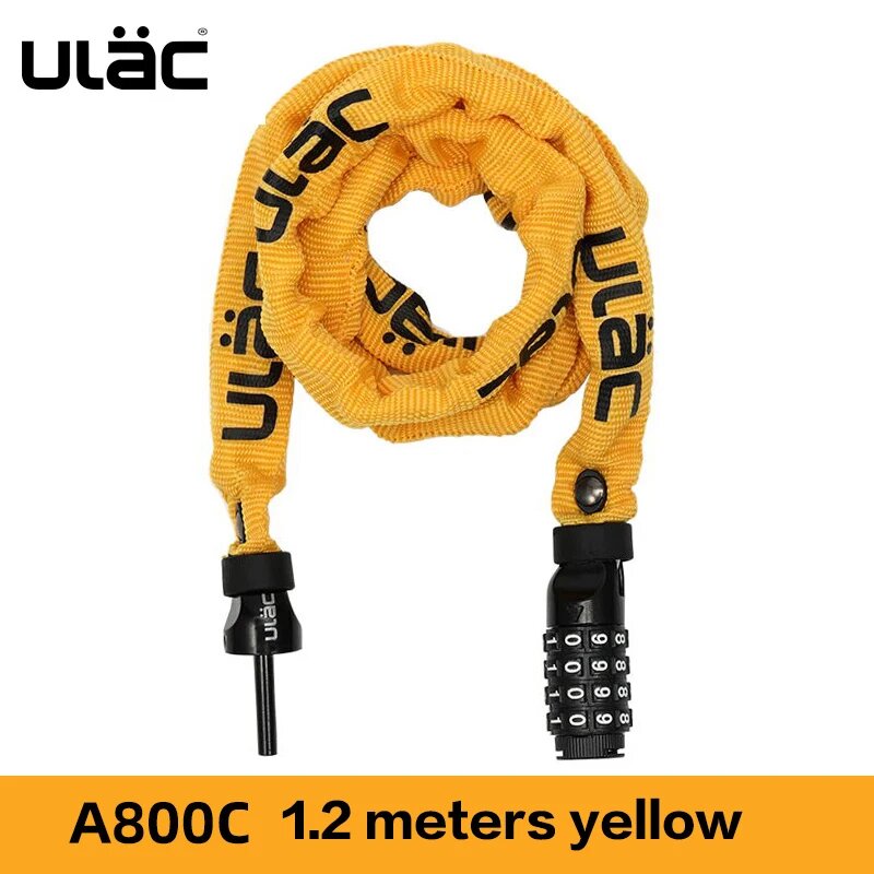 Велосипедный замок ULAC A800C, желтый, 1.2 м