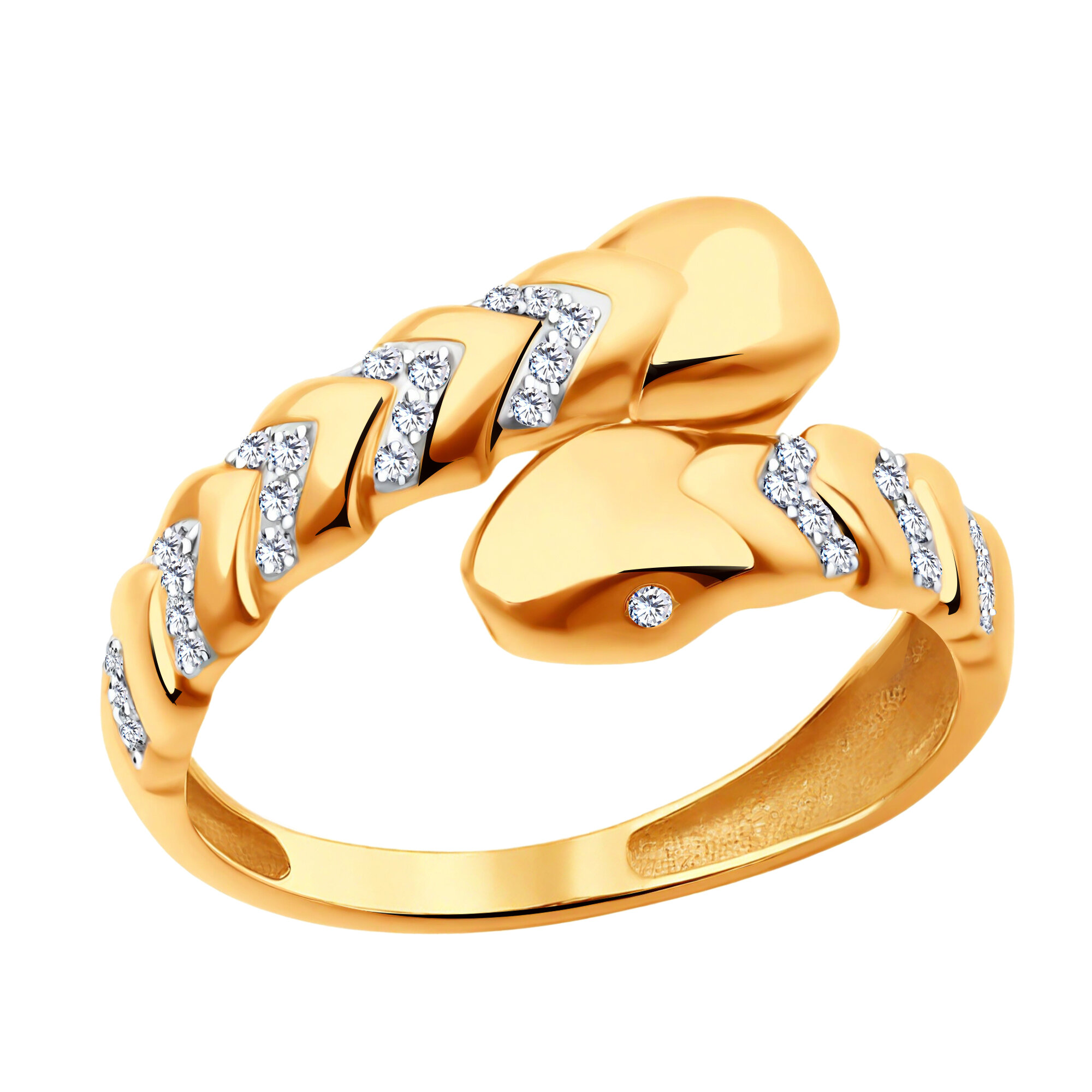 Кольцо, красное золото, 585 проба, фианит