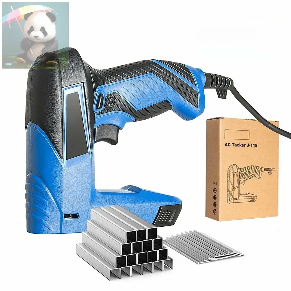 2 в 1 Электрический степлер-гвоздилка с 2000 крепежами и гвоздями Инструмент для крепежа кабелей дерева обивки столярных изделий ручных работ DIY 220 240V 50Hz 45W 30 гвозд/мин 11.4*14мм скобы