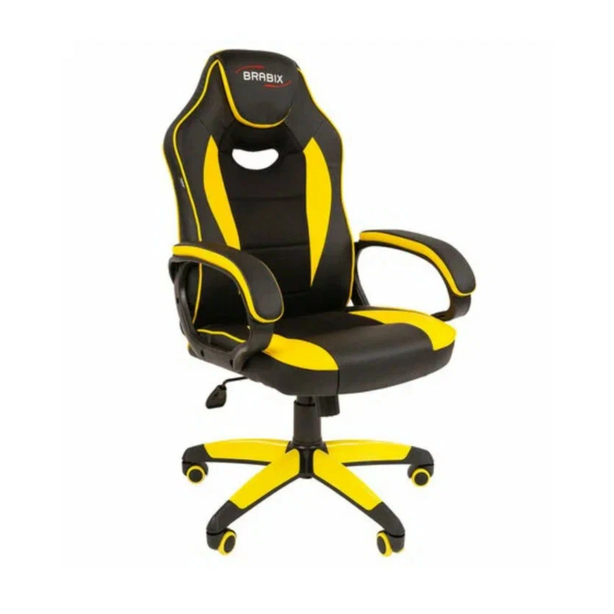 Кресло игровое BRABIX Blaze GM-162 ткань TW/экокожа черный желтый