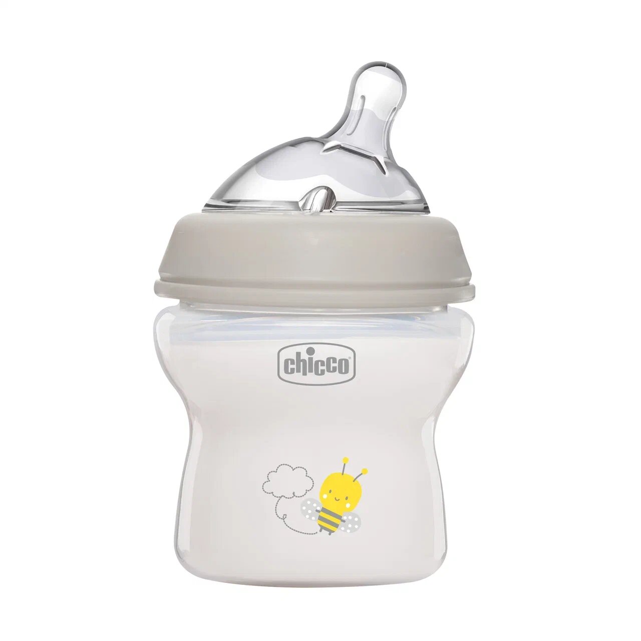 Бутылочка для кормления Chicco Natural Feeling Bottle, объём - 150 мл / Серый (0м+, медленный поток)