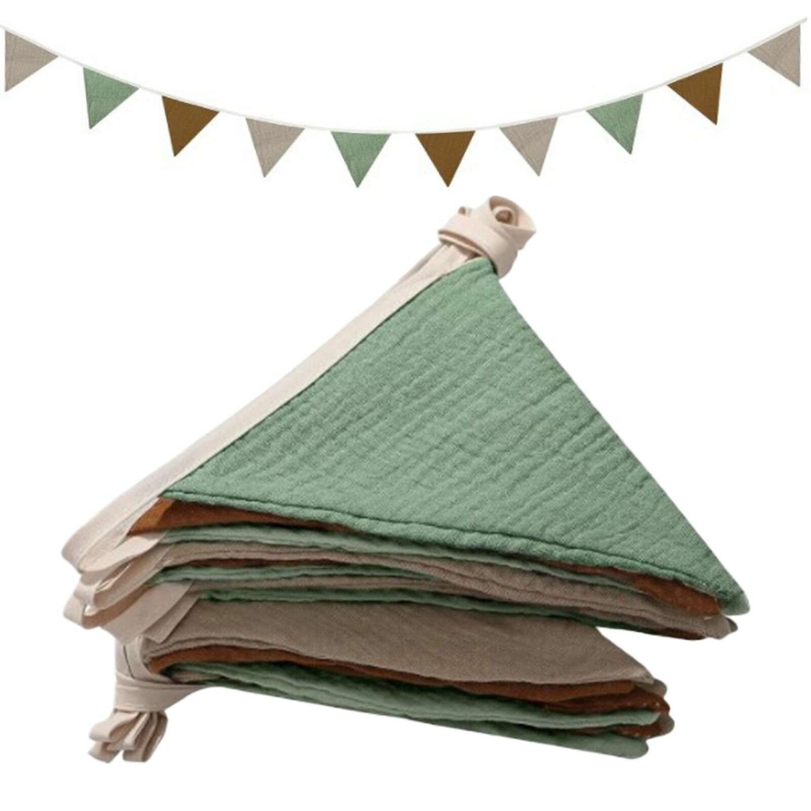Гирлянда растяжка треугольные флажки зеленый, 260 см