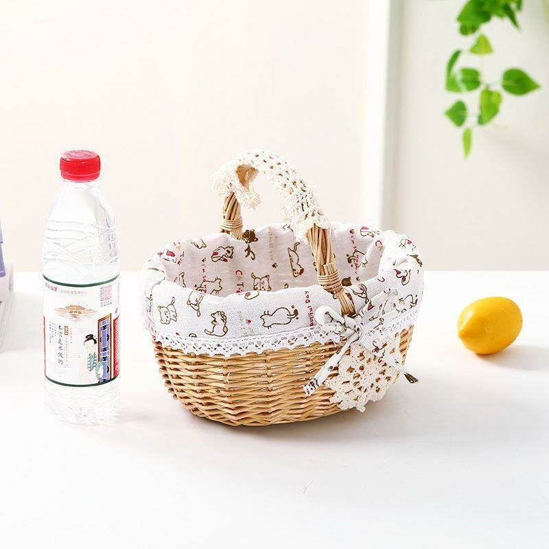 Плетёная корзина для хранения, корзина для покупок, маленькая бамбуковая корзина, подарочная корзина, плетёная корзина для фруктов, портативная корзина для продуктов, в деревенском стиле.