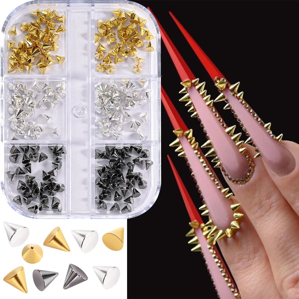 MAFANAILS 6Grids 3D Punk Style Rivets Nail Art Charms 2