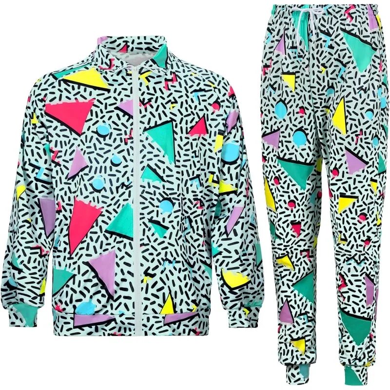 Новый спортивный костюм в стиле диско 90-х годов, 2 предмета: куртка и брюки для косплея, ретро-костюм для тематических вечеринок и живых выступлений