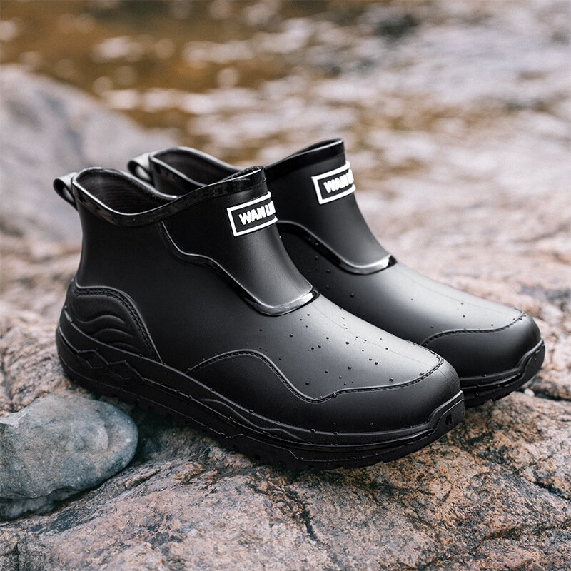 Стильные резиновые сапоги для мужчин, короткие, удобные уличные водонепроницаемые ботинки, универсальные, нескользящие, кухонные ботинки, водонепроницаемые ботинки для мытья автомобилей. Размер обуви. EU:41