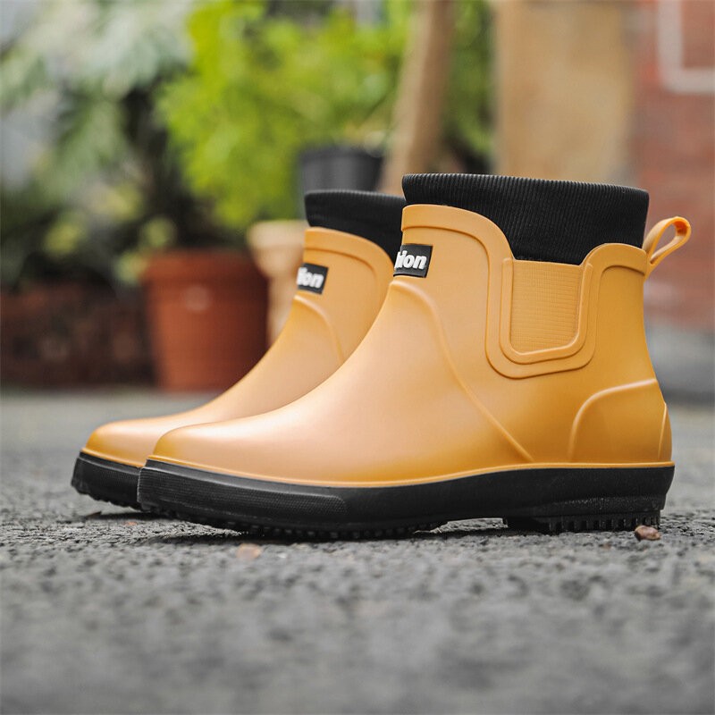 Новые мужские короткие резиновые сапоги для активного отдыха, легкие водонепроницаемые ботинки, низкие нескользящие резиновые сапоги для взрослых, женские резиновые сапоги. Размер обуви. EU:42