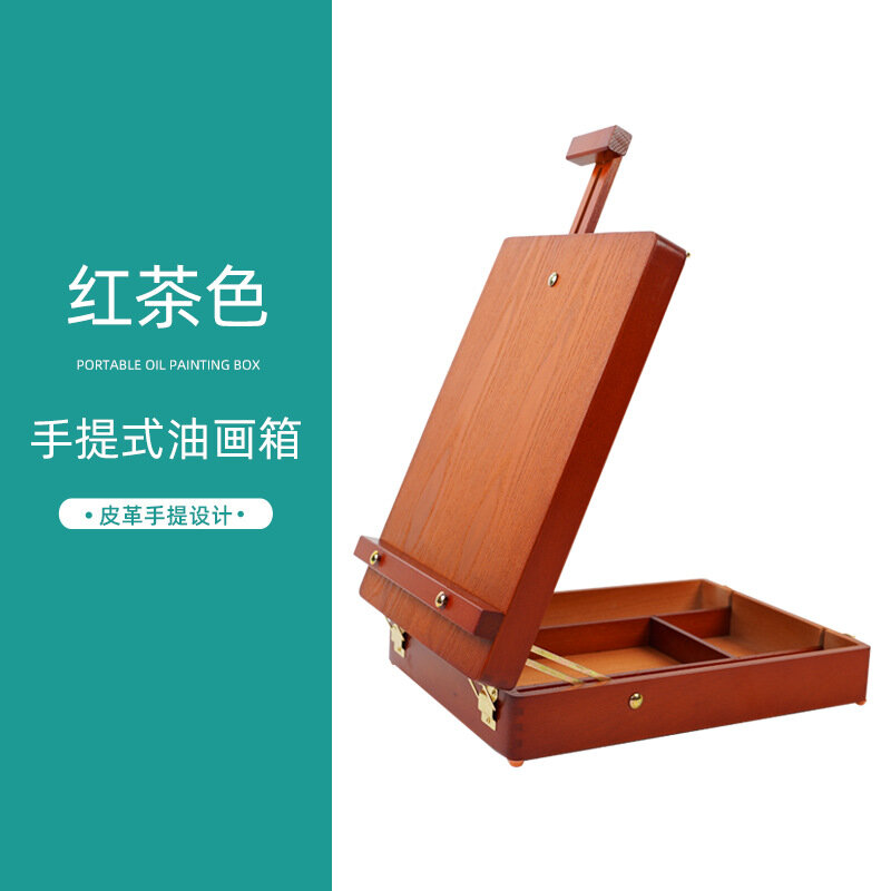 Портативный ящик для масляной живописи Huayue из бука с закругленными углами, настольный ящик для хранения масляных красок, настольный мольберт для акриловых эскизов, деревянный продукт для трансграничной торговли.