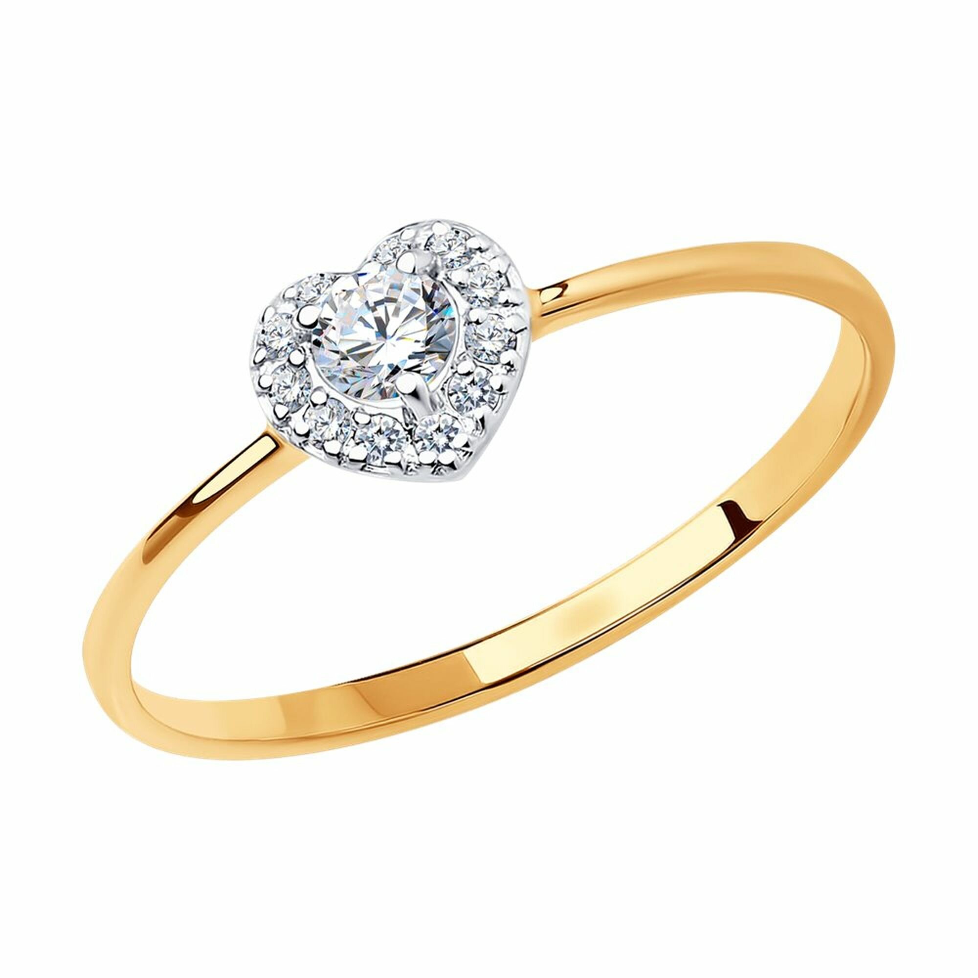Кольцо Diamant online, красное золото, 585 проба, фианит
