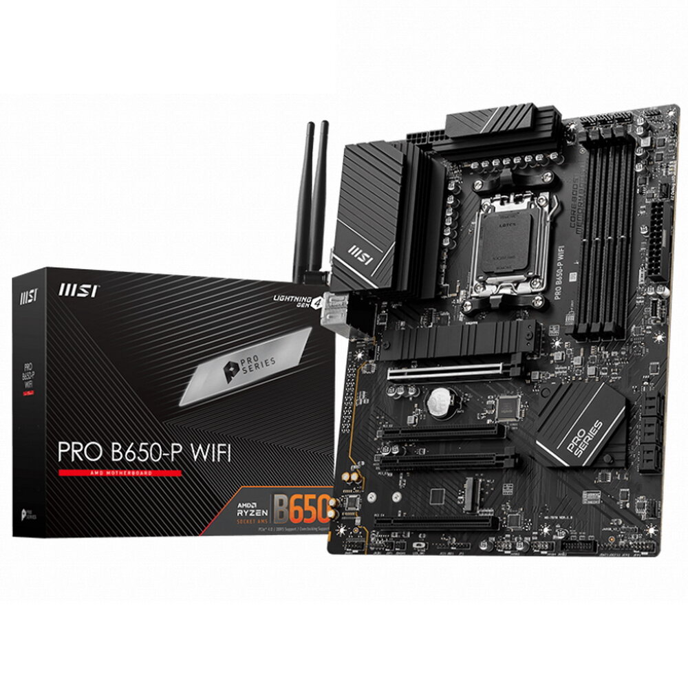 Материнская плата MSI PRO B650-P WIFI уц-3 B650, AM5, 4*DDR5, 4*PCIEx16, 2*M.2, 2*TypeC, 3*USB3.2Gen2, 6*USB3.2Gen1, 4*USB2.0, 6*SATA3.0, 2.5G, DP, HDMI, ATX, RTL