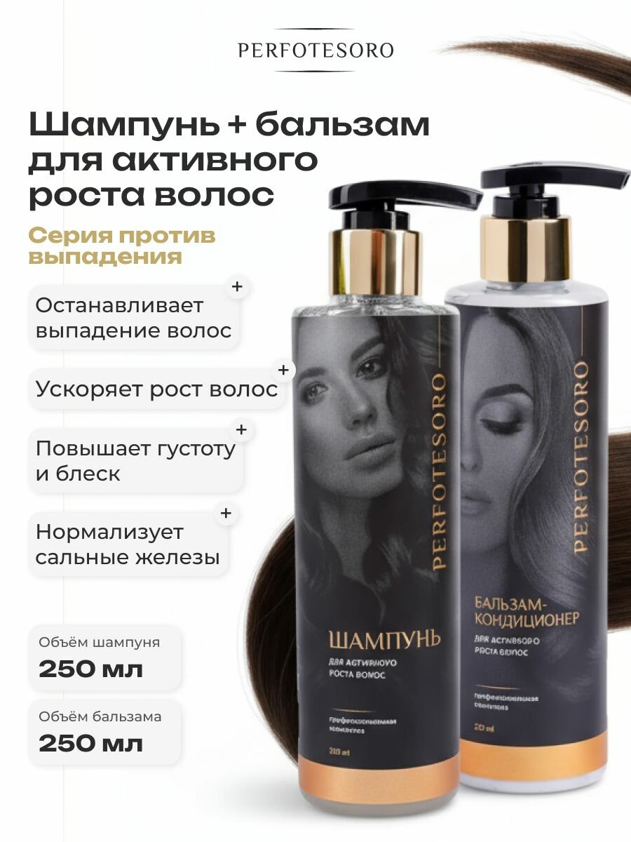 Набор для комплексного ухода за волосами Perfotesoro 2 в 1 шампунь и бальзам с комплексом Bioex Capilar 2 в 1 шампунь бальзам набор для волос комплексный уход