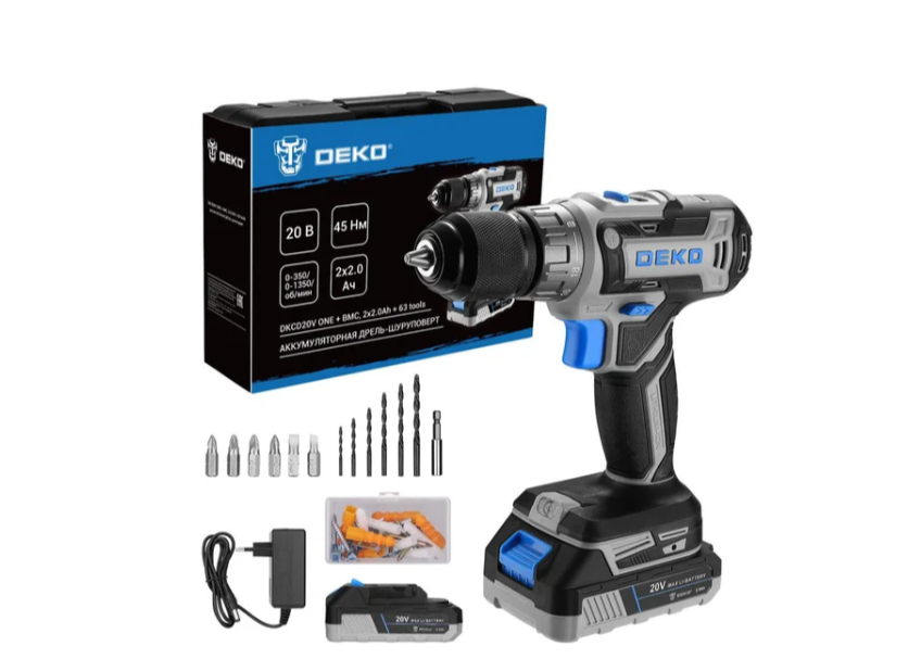 Дрель-шуруповерт Deko DKCD20V One Set63 (083-1038)