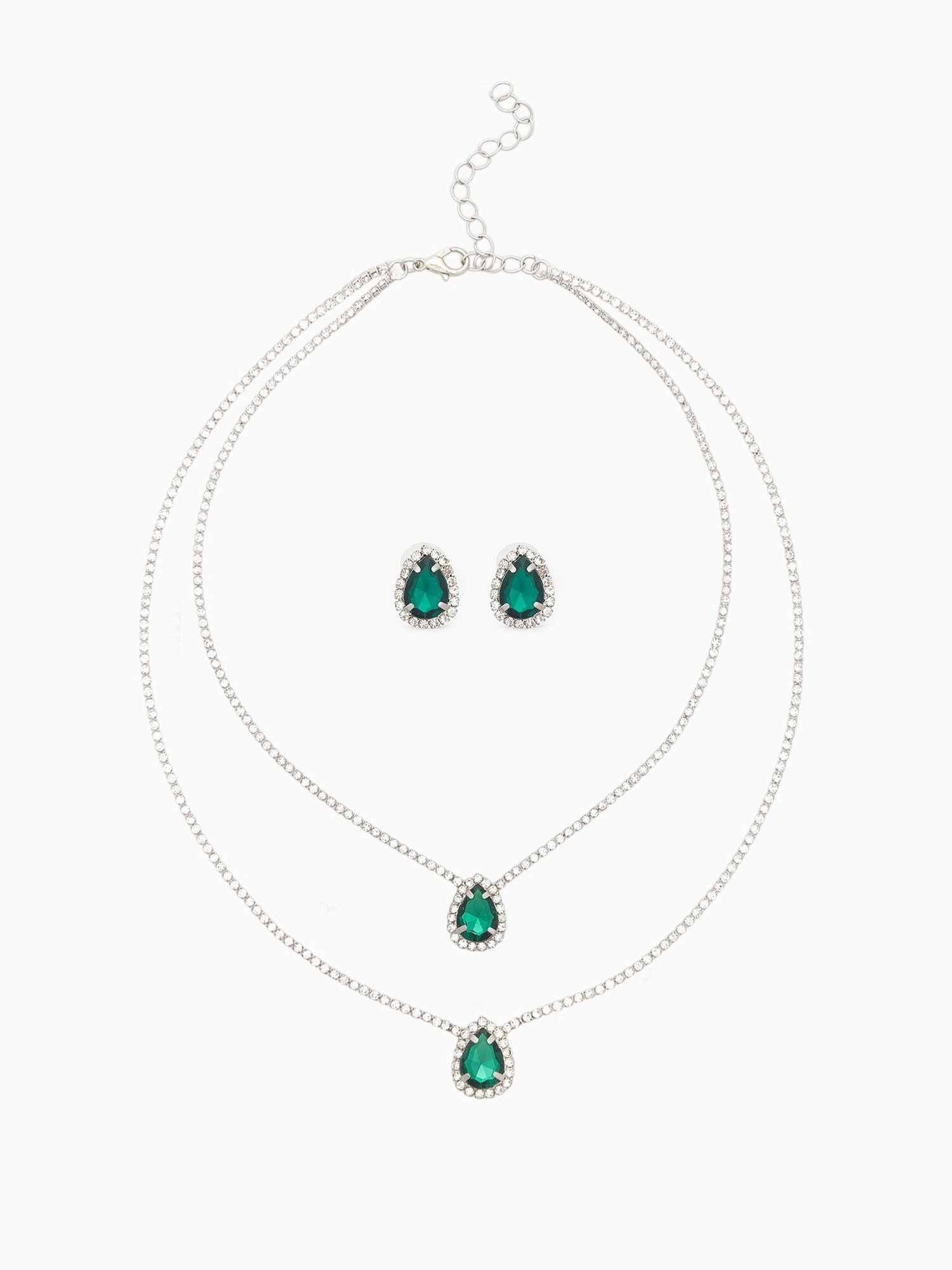 Комплект бижутерии: серьги, колье, стекло