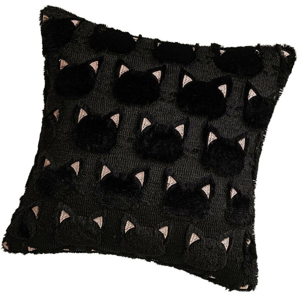 Чехол для подушки «Чёрные коты», 450*450mm - Розовые уши