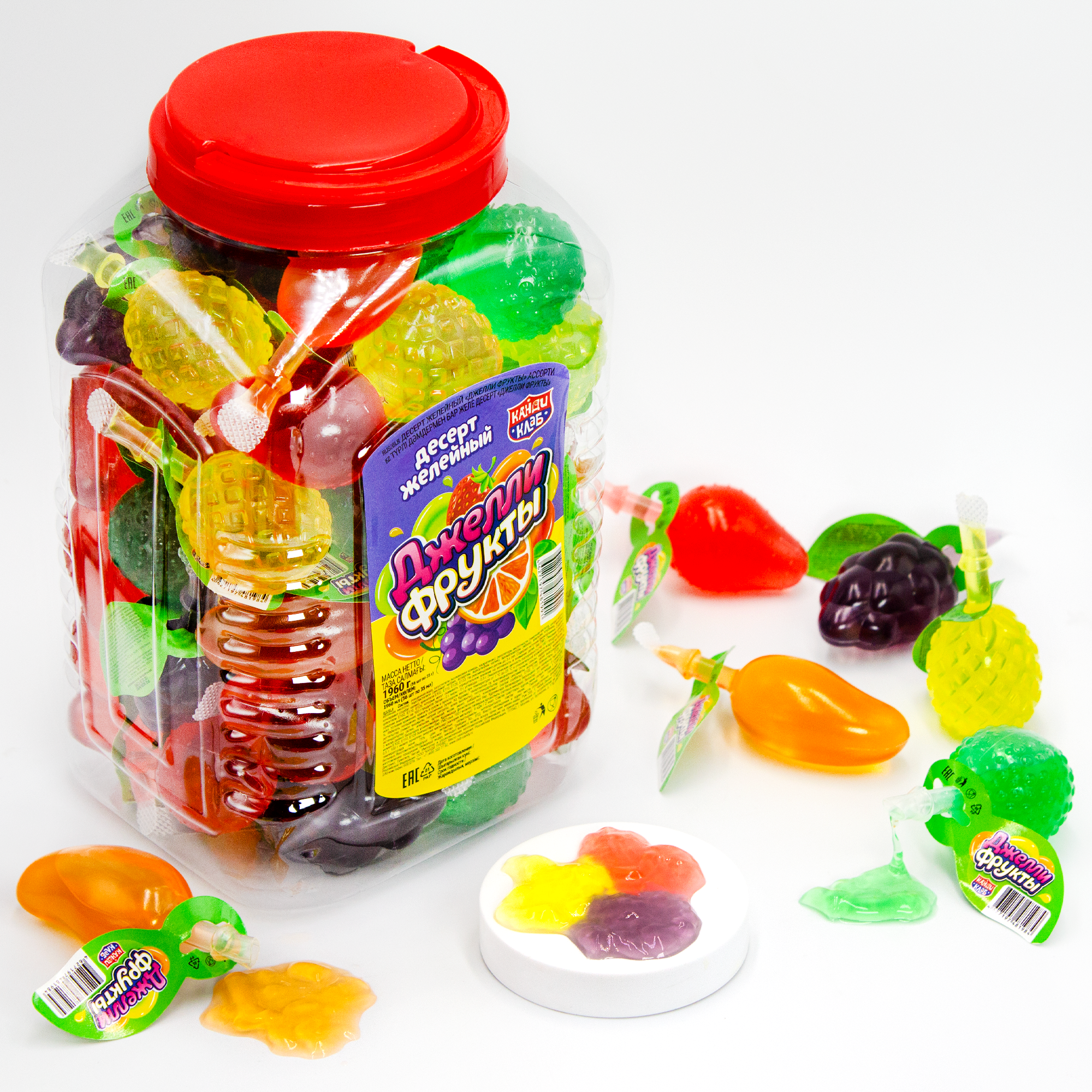 Десерт желейный "Джелли фрукты" ассорти 35гр*56шт