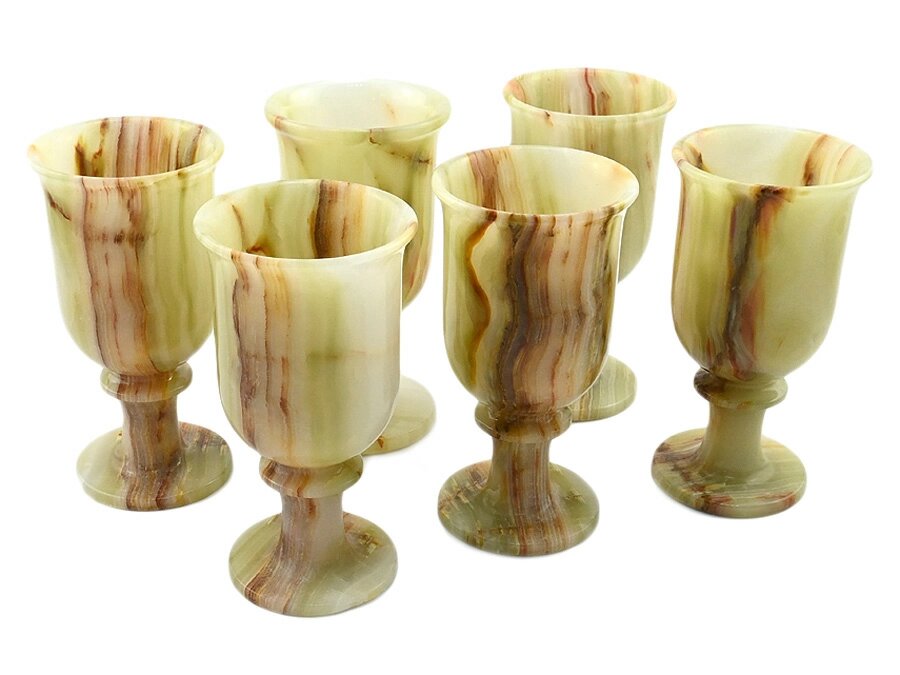 Фужеры на высокой ножке из оникса 6 шт 75*75*145мм в подарочной упаковке .
