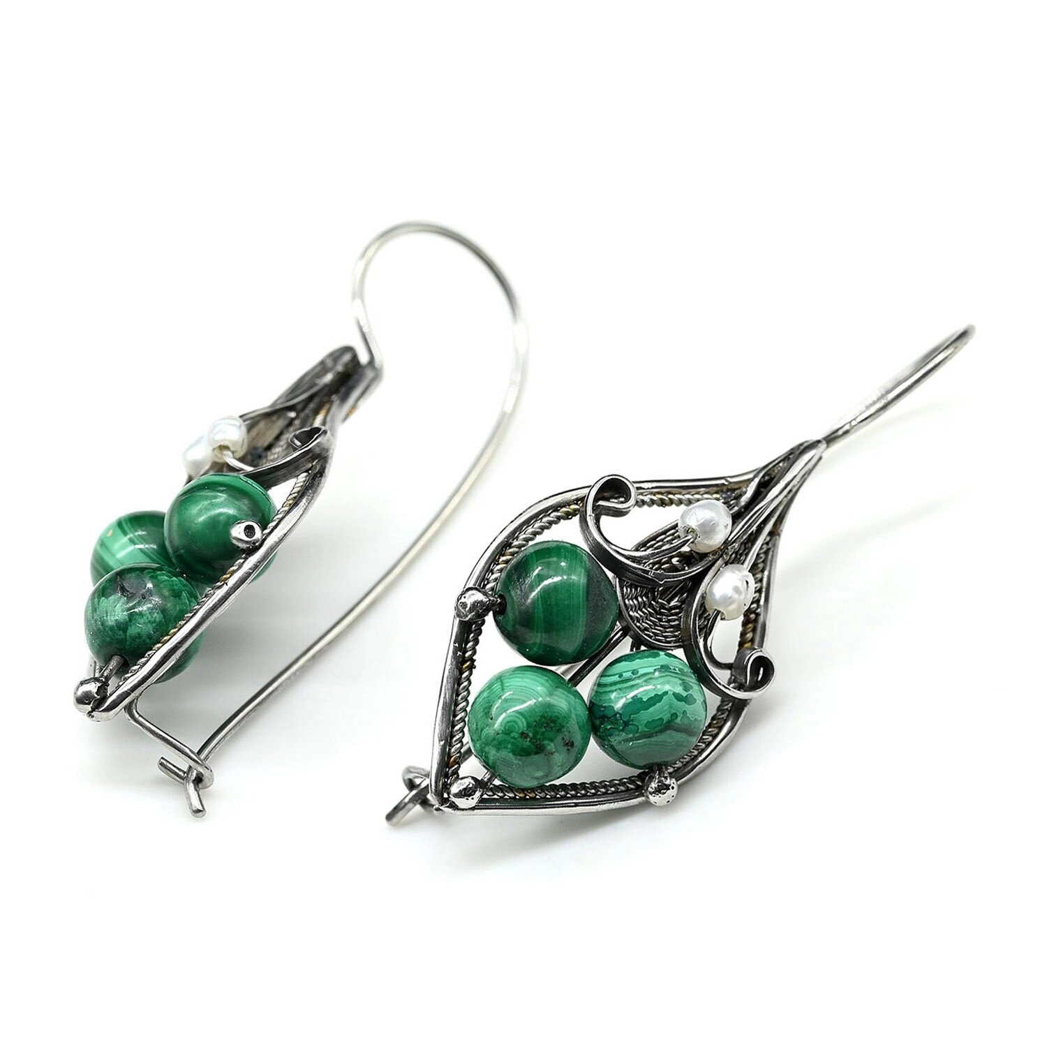 Серьги, малахит